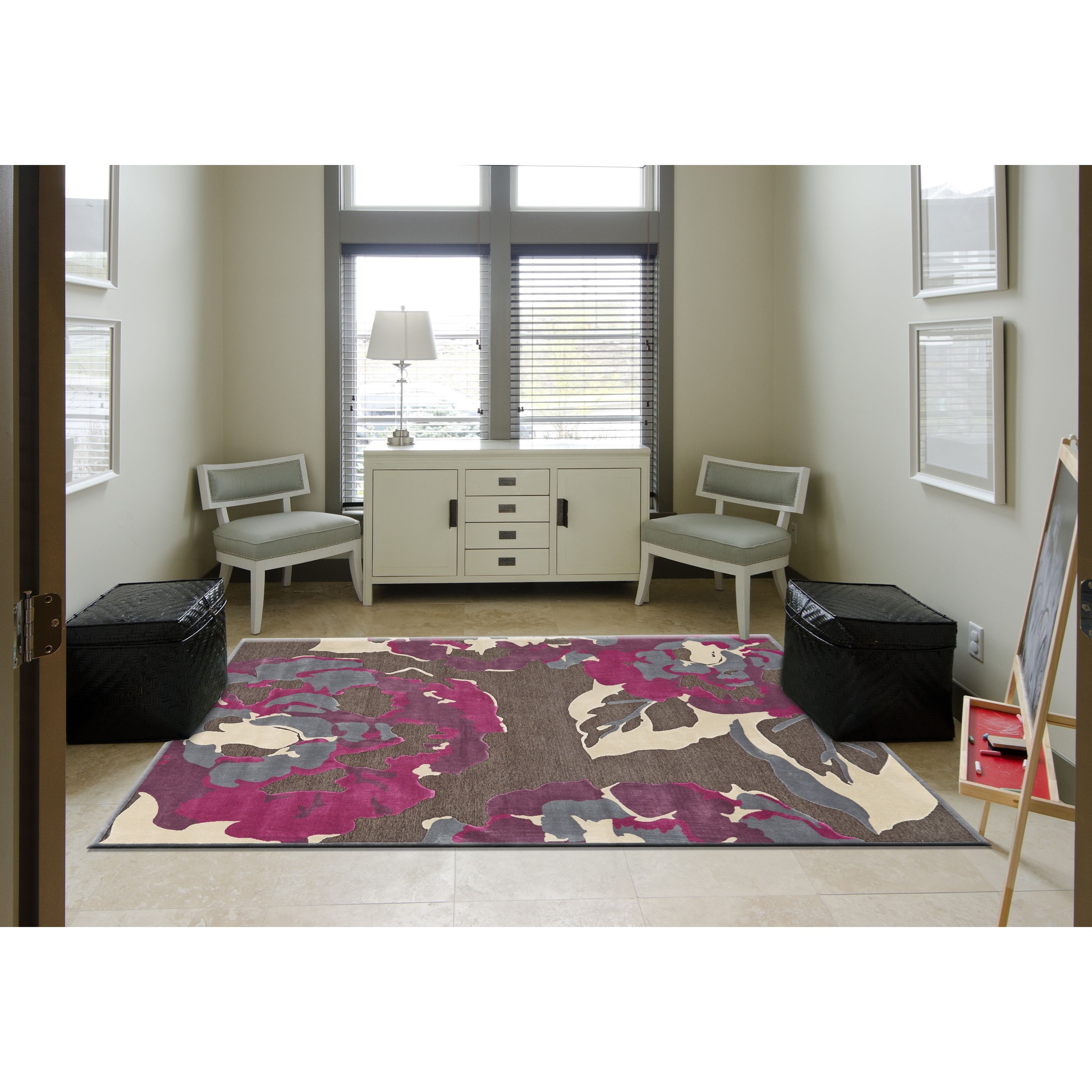 Feizy Rugs Saphir Rubus Dark Gray/Raspberry 2'-6 Feizy Rugs Saphir Rubus Dark Gray/Raspberry 2'-6